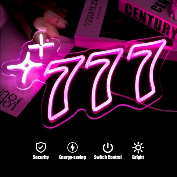 Urban Outfitters | Wall Decor | 777 Pink Neon Card Game Lucky Gambling ...
